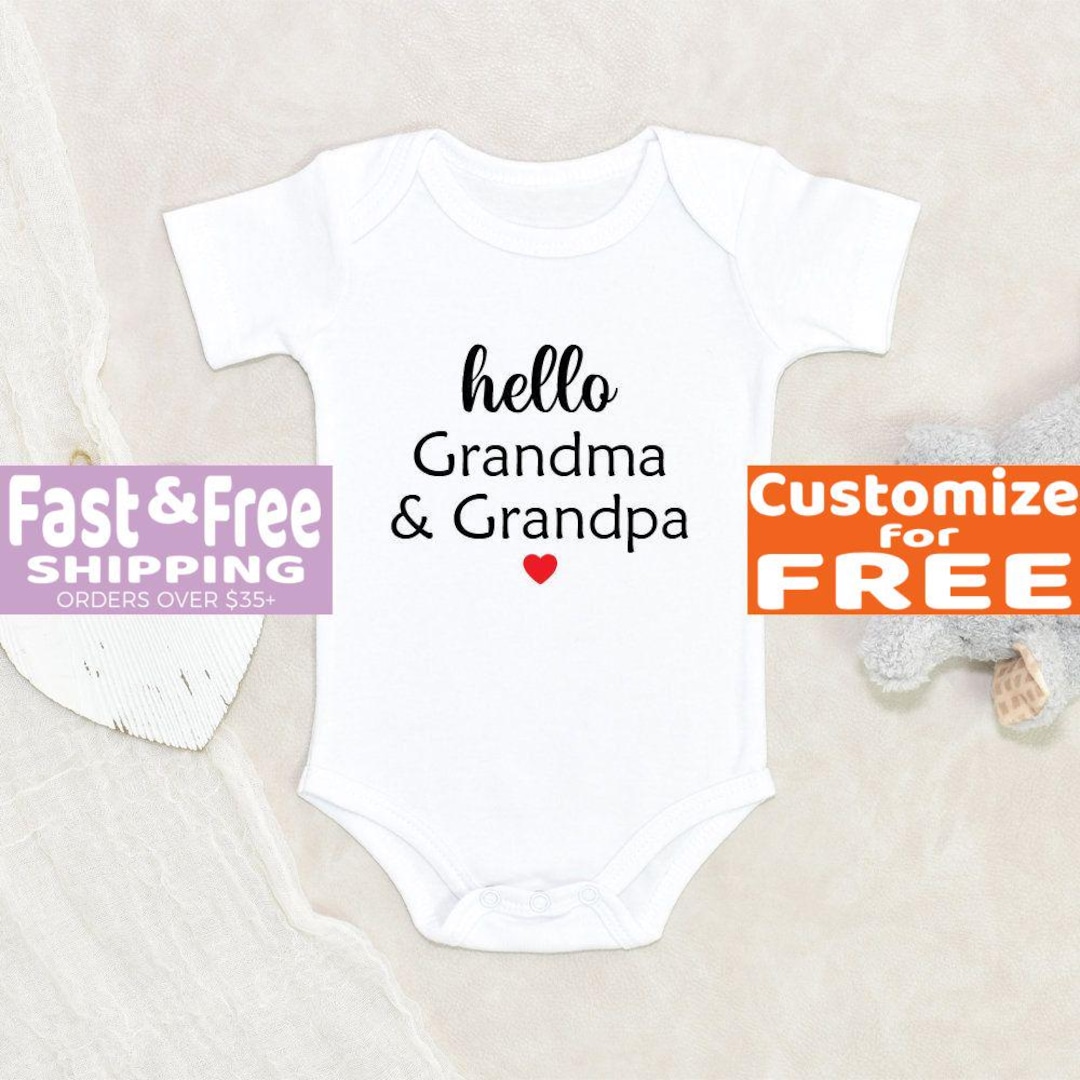 Grandpa Baby Onesie® Hello Grandma and Grandpa Baby Onesie® Baby Shower ...