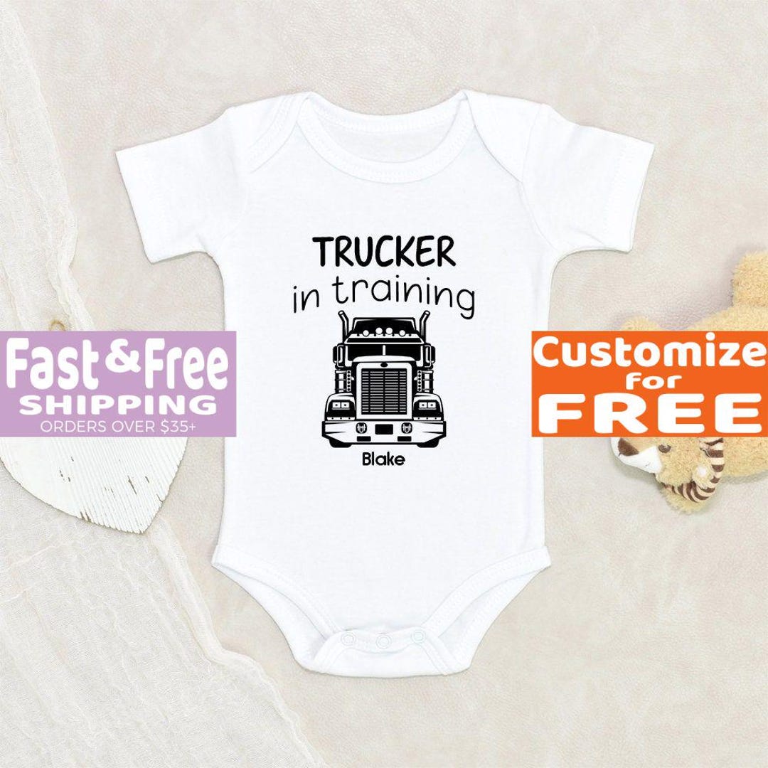 Truck Baby Onesie® Trucker Inside Training Personalized Onesie ...