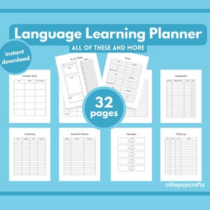 Language Learning Planner, Printable Language Notebook, Language Study Journal, Language ...