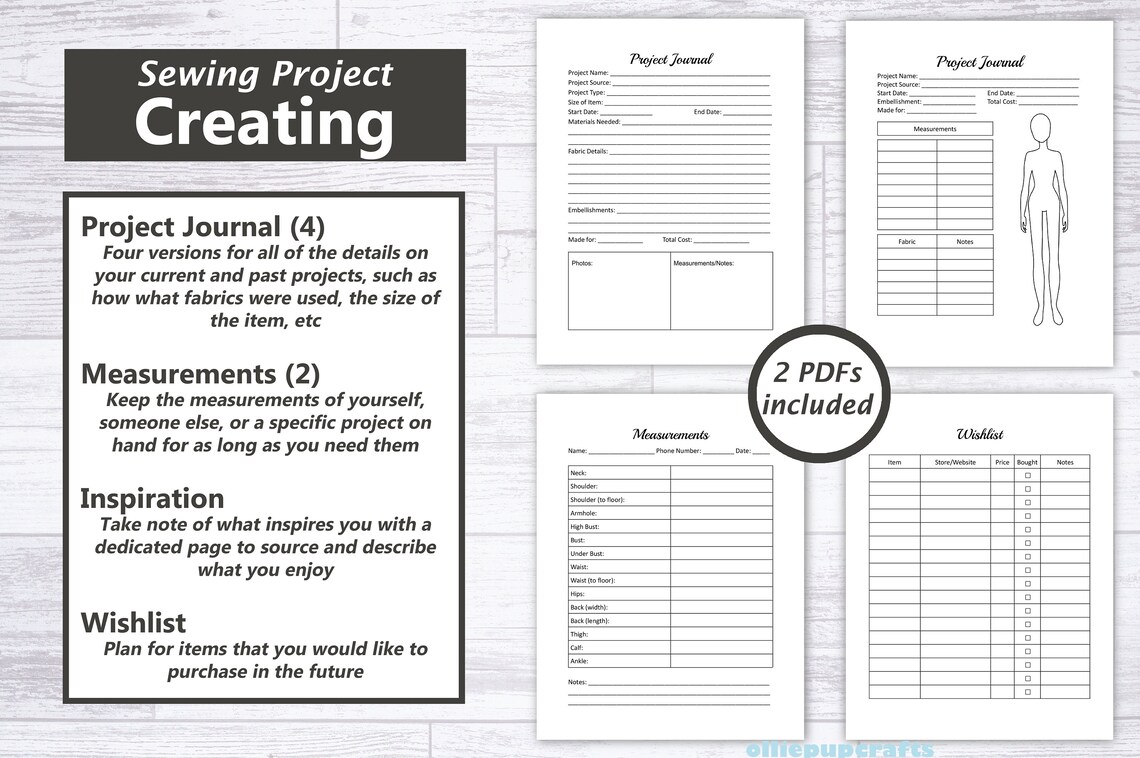 Sewing Planner Printable, Sewing Project Planner, Quilt Journal ...