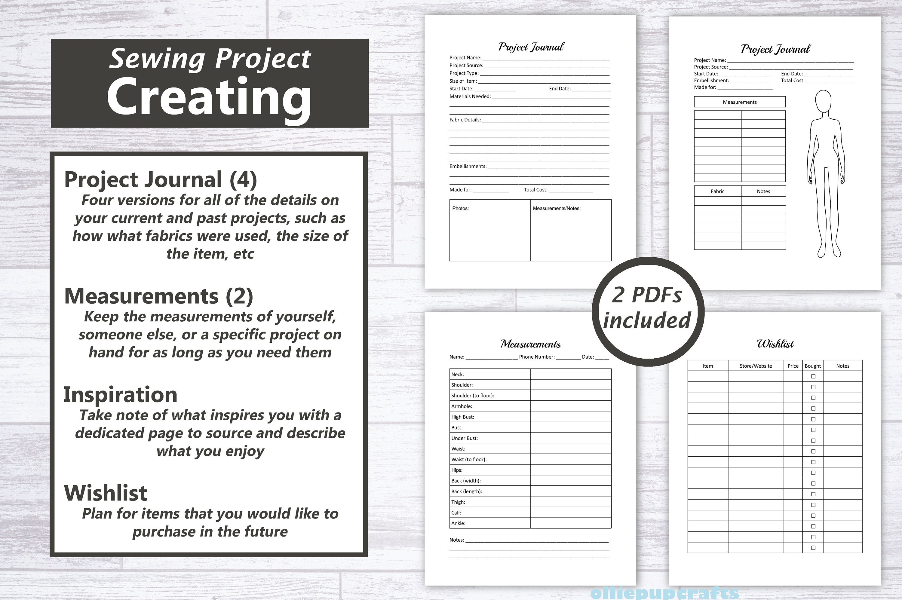 Sewing Planner Printable, Sewing Project Planner, Quilt Journal ...