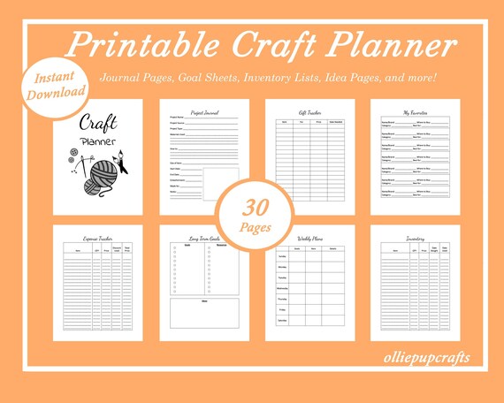 Printable Craft Planner Craft Journal Planner for Crafters - Etsy