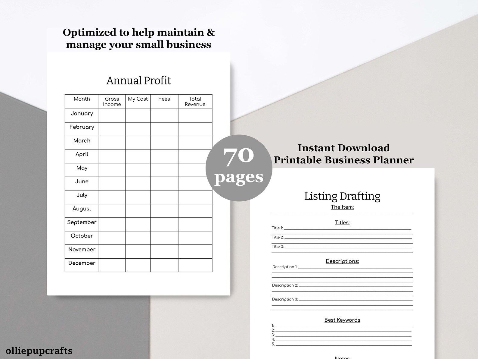 Planner for Entrepreneurs, Printable Business Planner, Business Plan ...