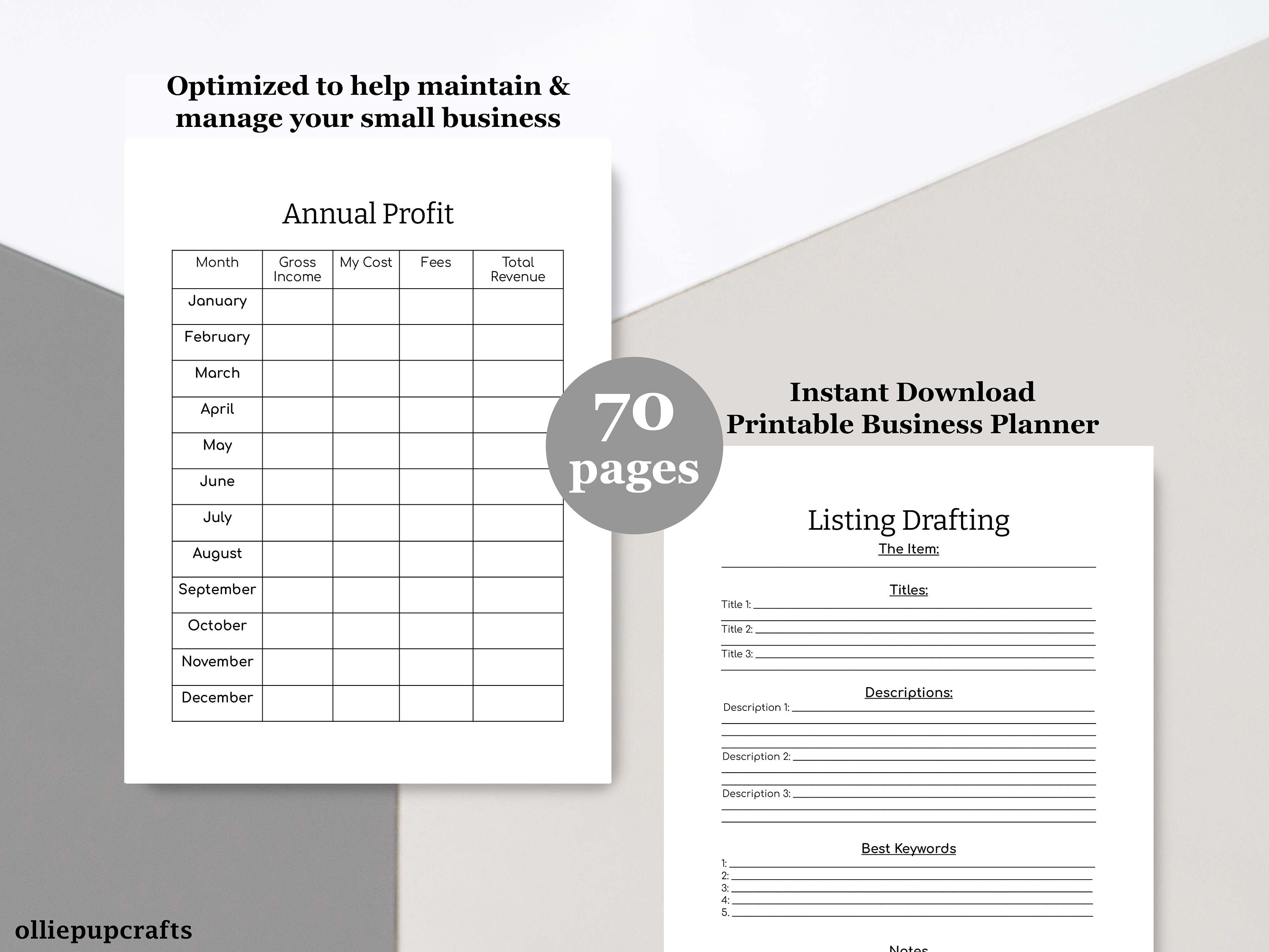 Planner for Entrepreneurs, Printable Business Planner, Business Plan ...