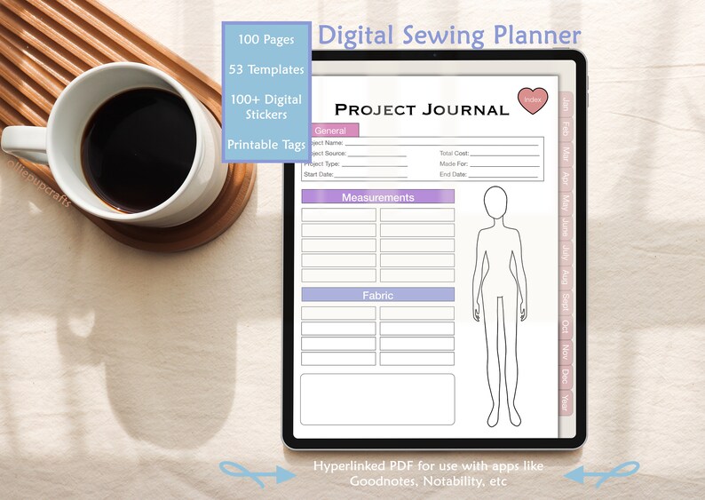 Digital Sewing Planner Sewing Journal Sewing Log Digital - Etsy