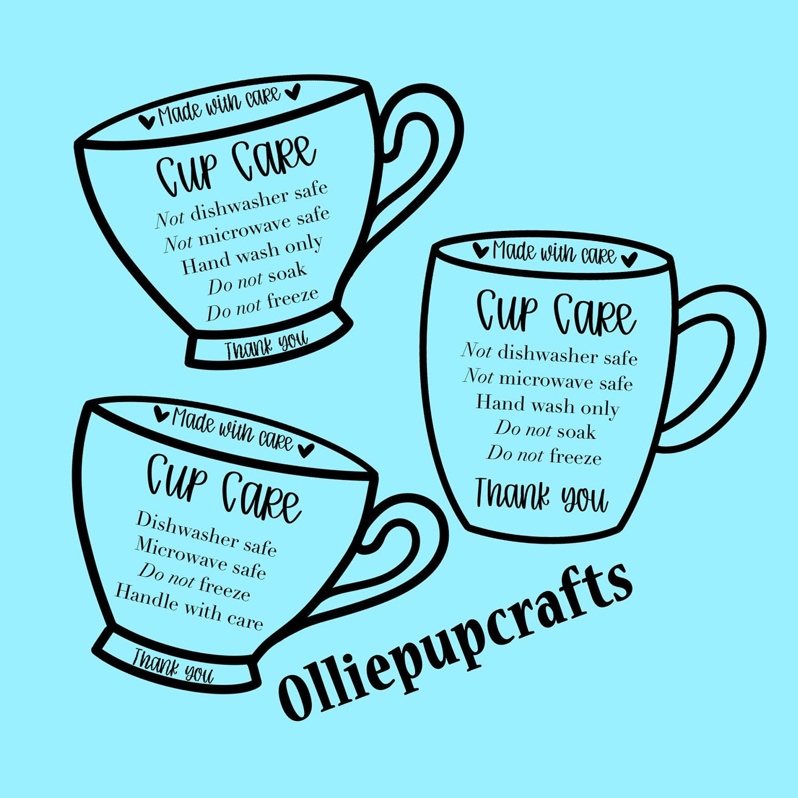 Printable Care Card Bundle, Cup Care Instructions, Tumbler Care Sheets ...