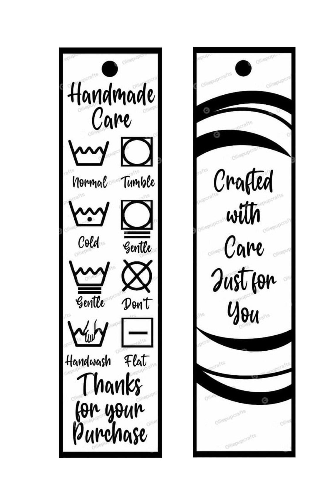 Crochet Care Tags Printable 3 Variations + Front Instructions Card ...