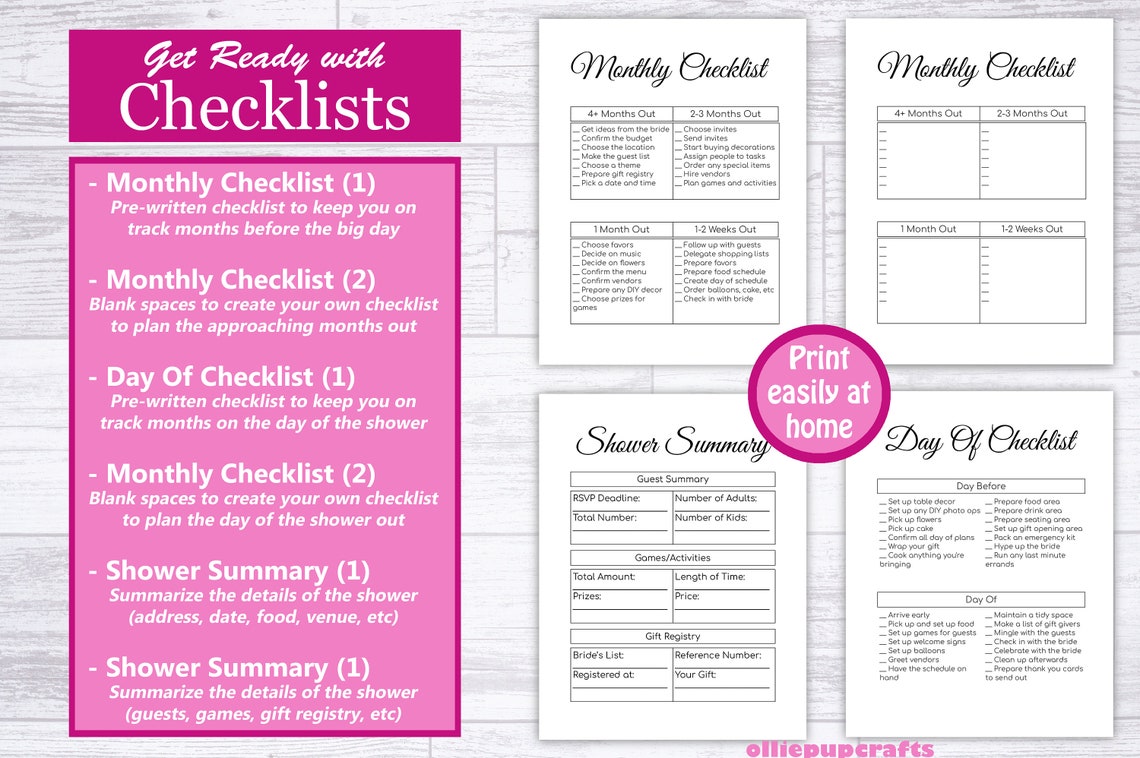 Bridal Shower Planner, Bridal Shower Checklist for Maid of Honor ...
