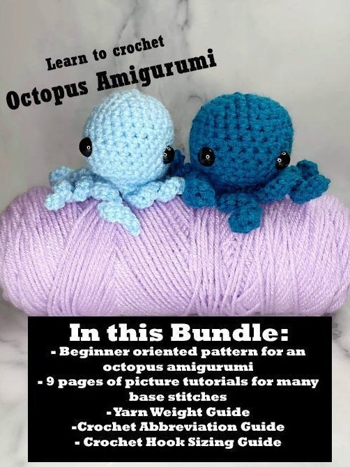 DIGITAL ONLY Beginner Crochet Kit, Octopus Plush Pattern, Crochet ...