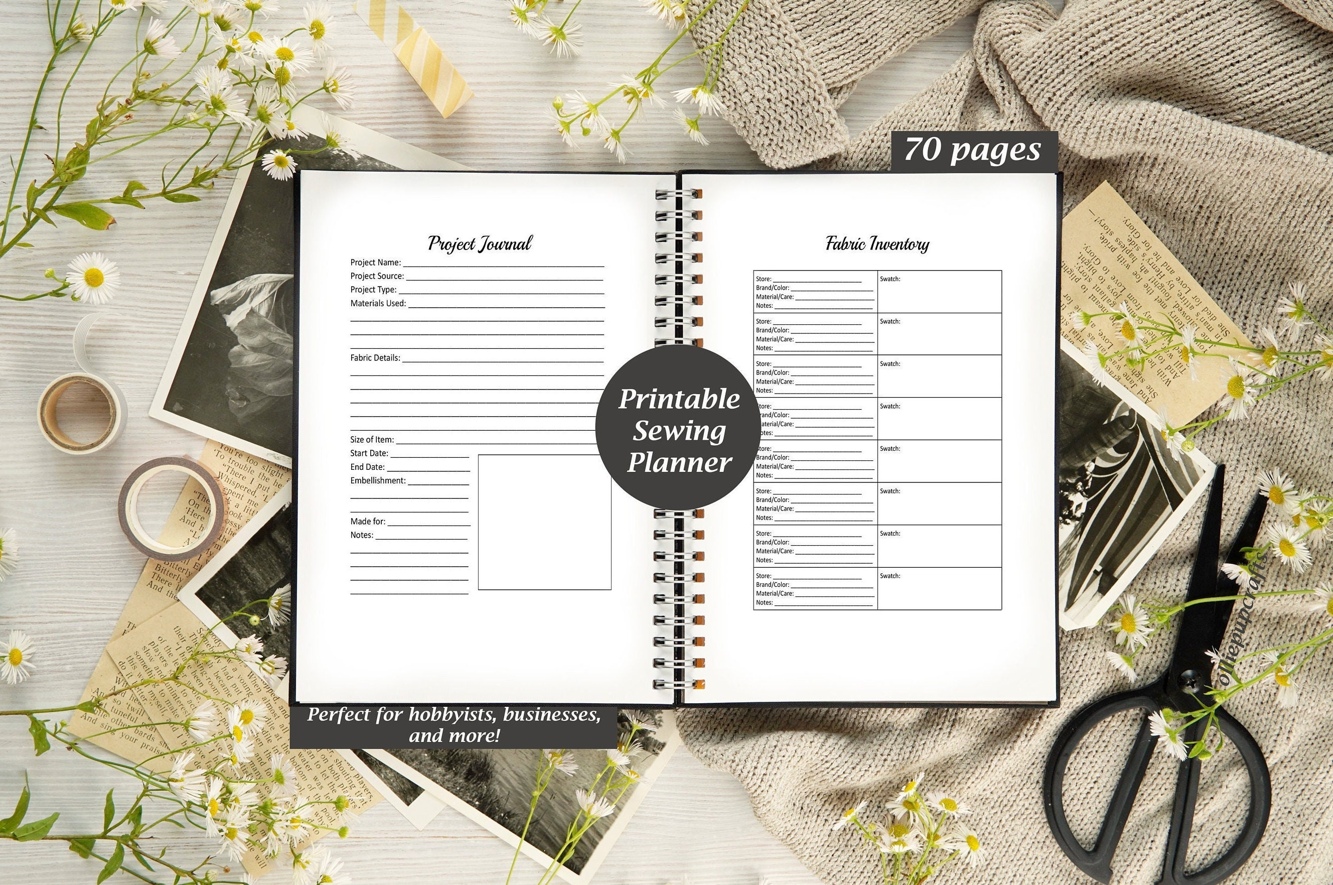 Sewing Planner Printable, Sewing Project Planner, Quilt Journal ...