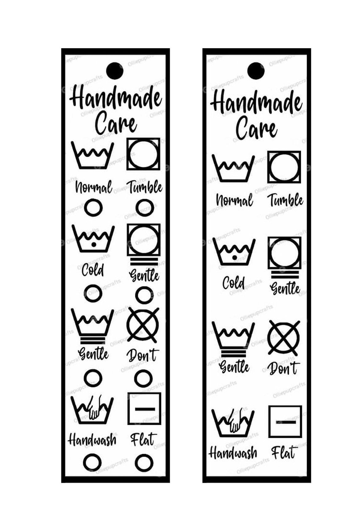 Crochet Care Tags Printable 3 Variations + Front Instructions Card ...