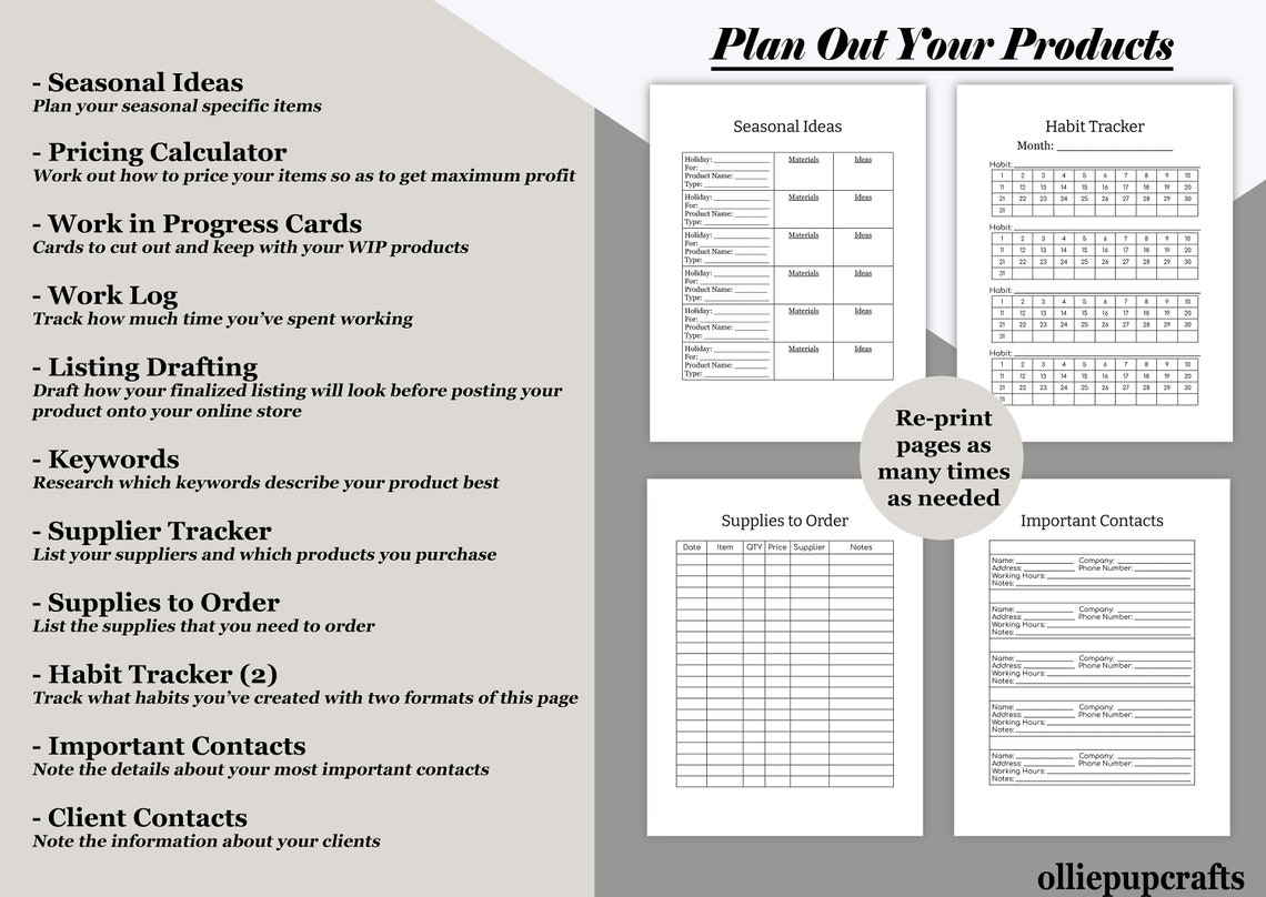 Planner for Entrepreneurs, Printable Business Planner, Business Plan ...
