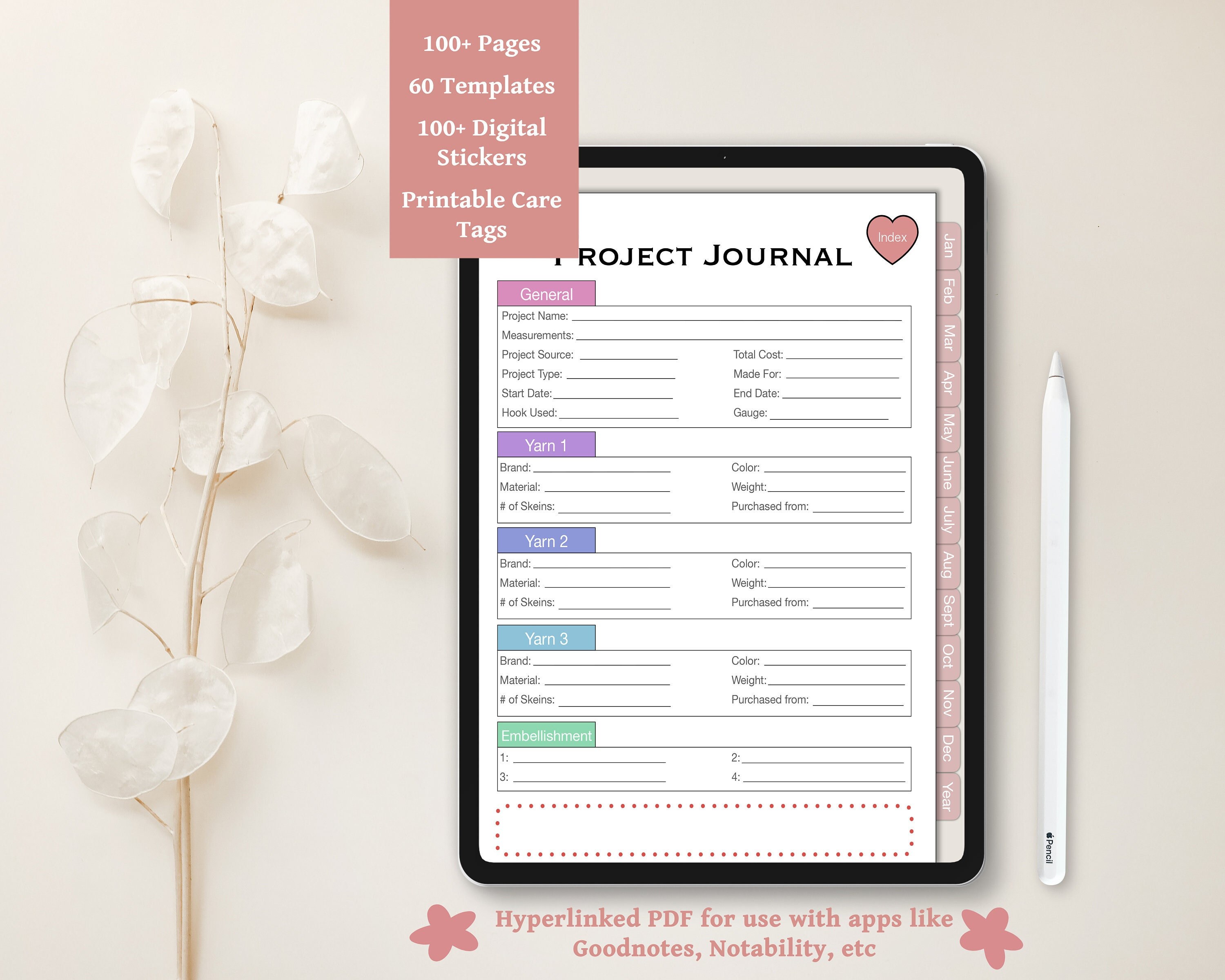 Digital Crochet Planner, Crochet Journal, Crochet Log Book, Digital ...