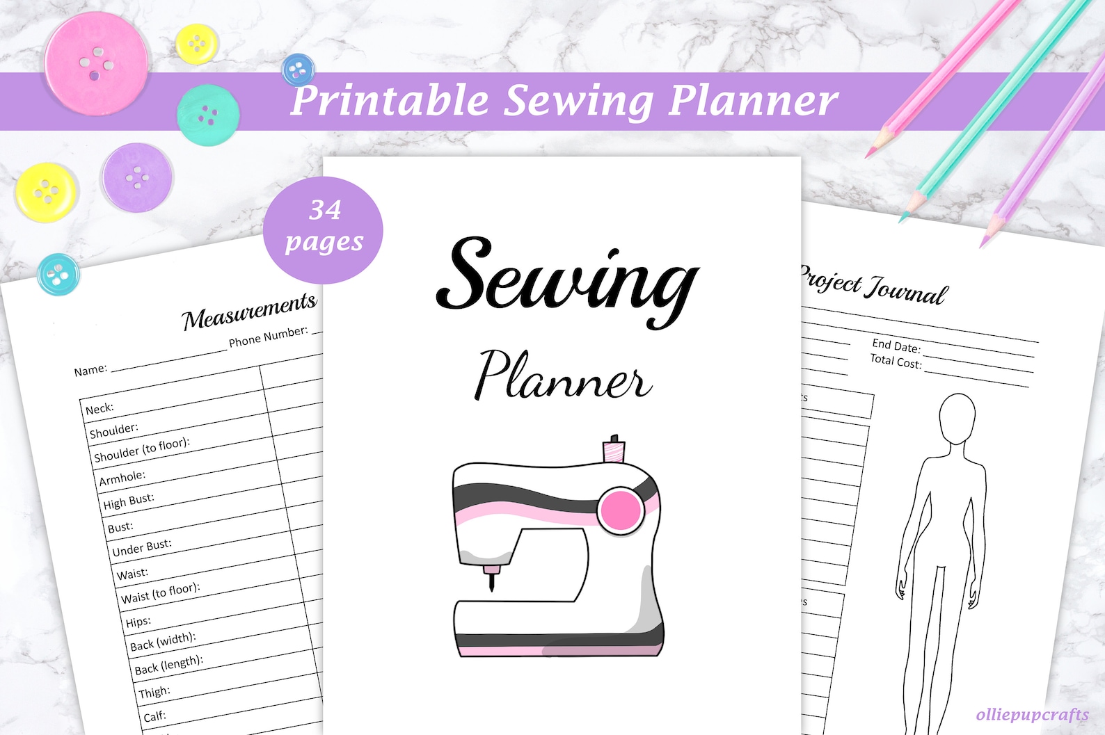 Sewing Planner Printable Sewing Notebook Seamstress Journal Etsy