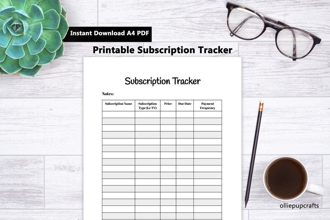 Printable Subscription Tracker, Budget Planner, Spending Tracker PDF ...