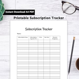 Printable Subscription Tracker, Budget Planner, Spending Tracker PDF ...