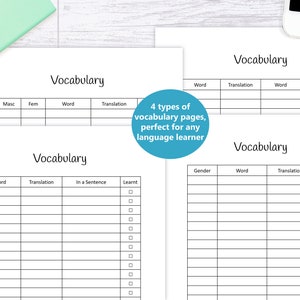 Language Learning Planner, Printable Language Notebook, Language Study ...