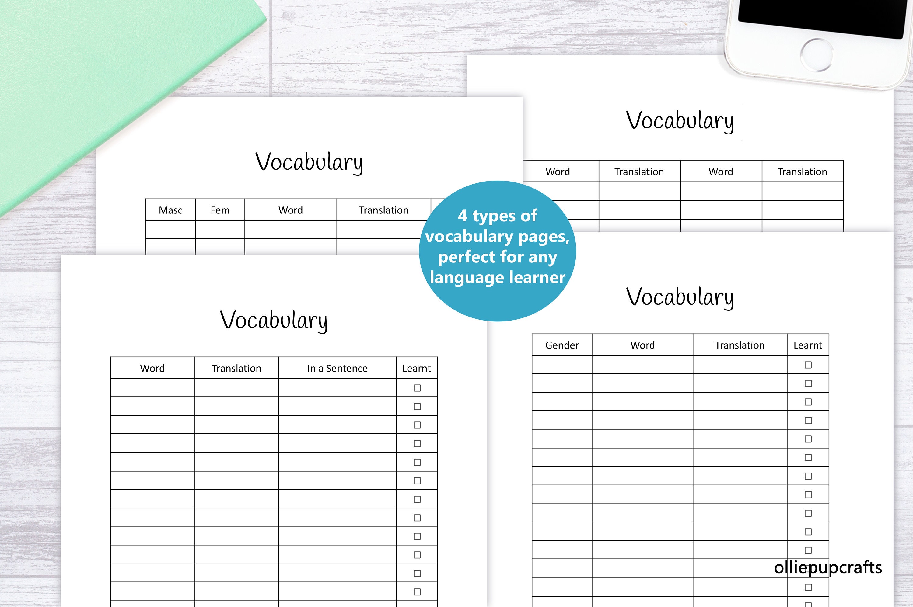 Language Learning Planner, Printable Language Notebook, Language Study ...