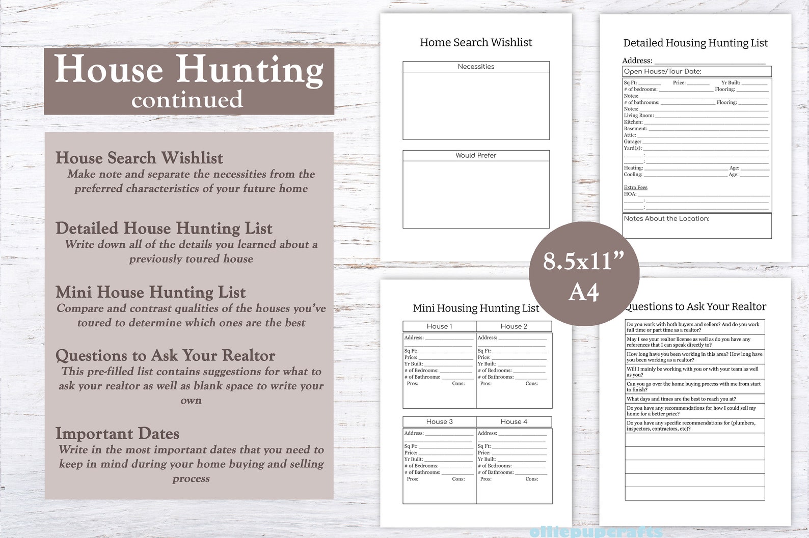 Home Buying Planner, Printable Moving Checklist, New House Planner ...