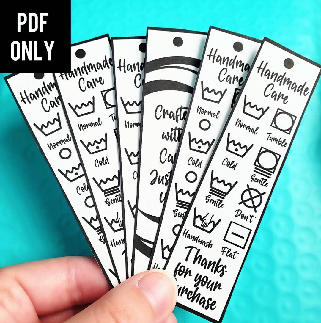 Crochet Care Tags Printable 3 Variations + Front Instructions Card ...