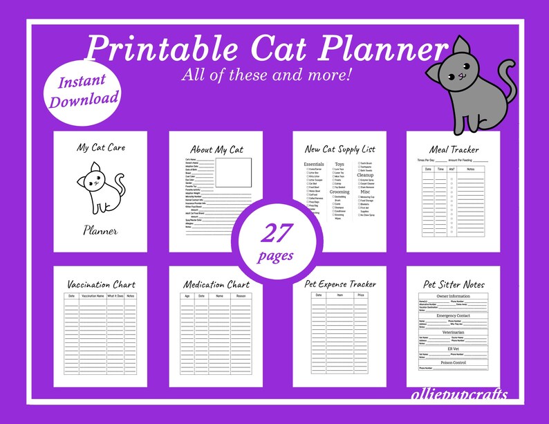 Pet Planner Printable, Cat Journal, Kitten Journal Template, Pet Care ...