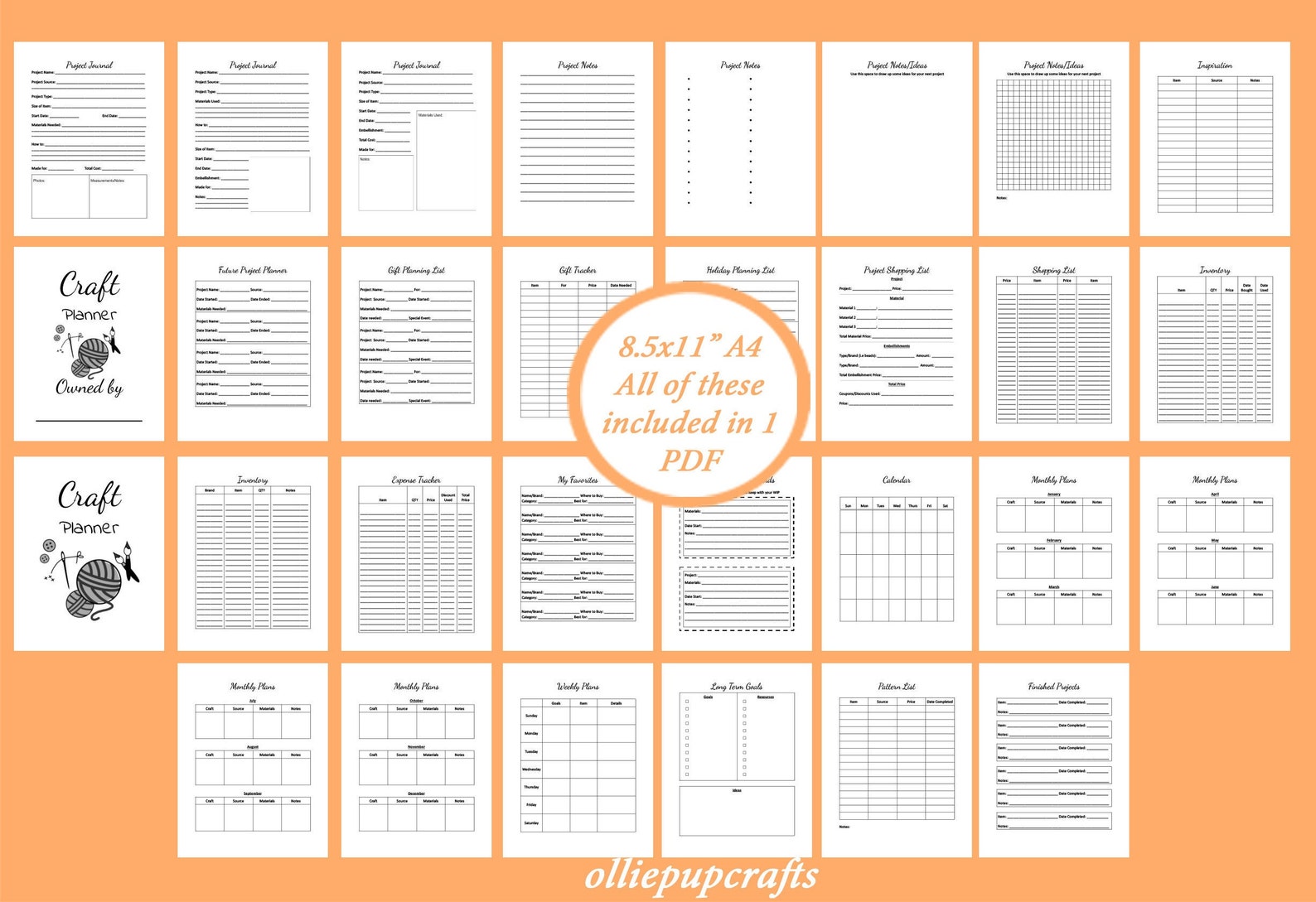 Printable Craft Planner Craft Journal Planner for Crafters - Etsy