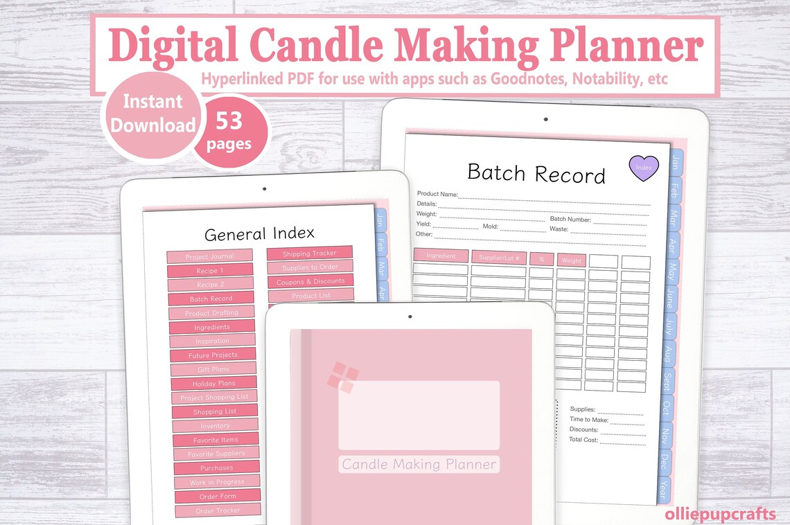 Candle Making Planner, Digital Candle Making Business Plan, Candle ...