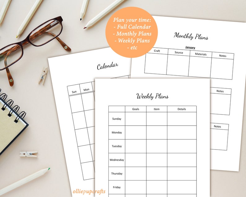 Printable Craft Planner, Craft Journal, Planner for Crafters, Craft ...