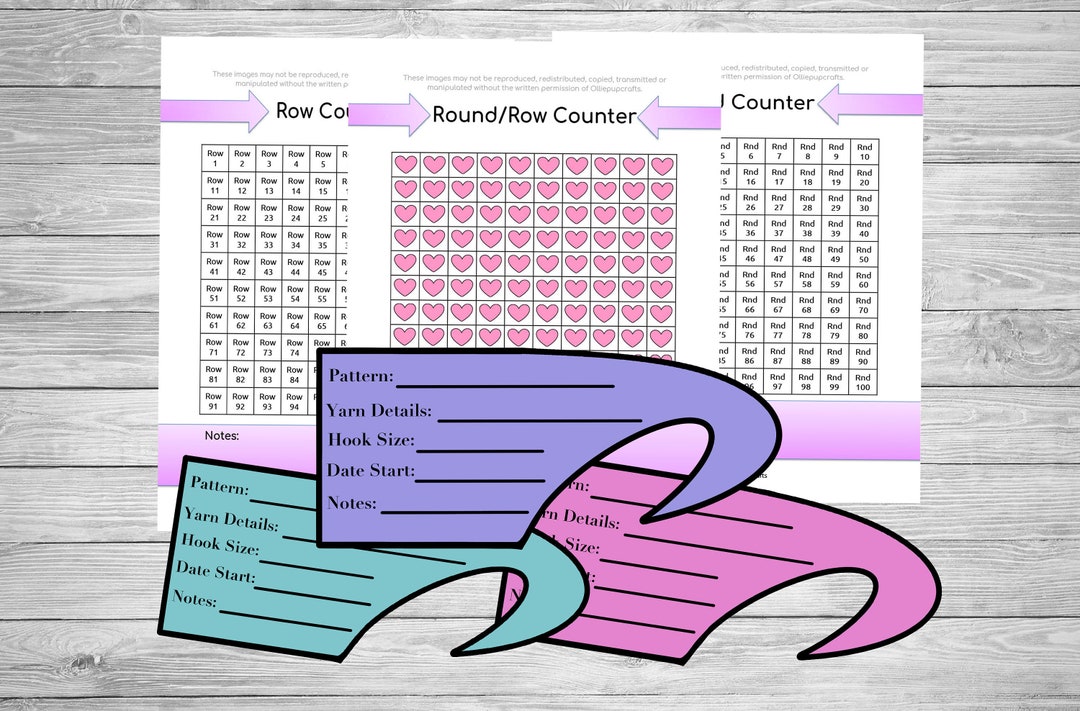 Printable Crochet Labels - Row Counter Stitch Marker, Crochet Tools and ...