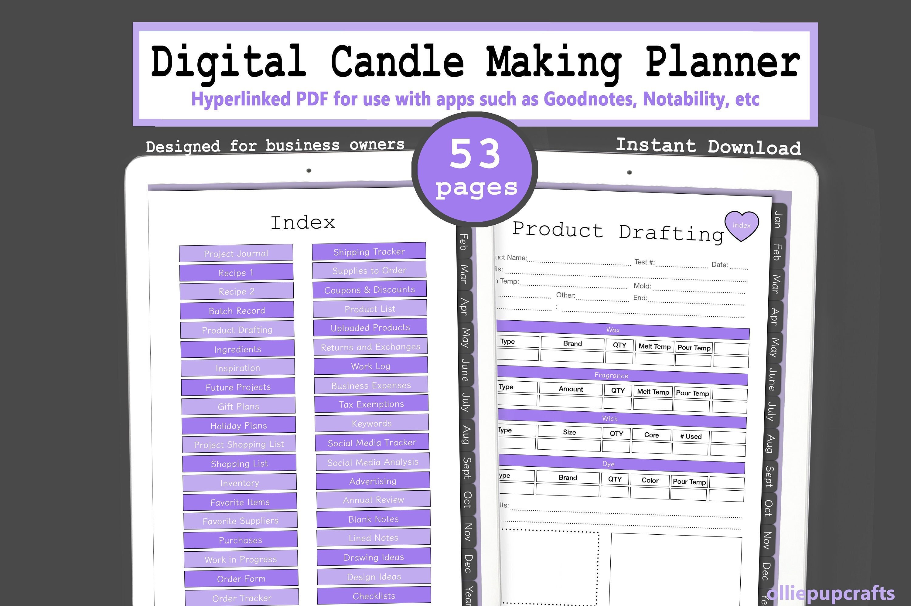 Candle Making Business Planner, Digital Small Business Notebook, Small ...