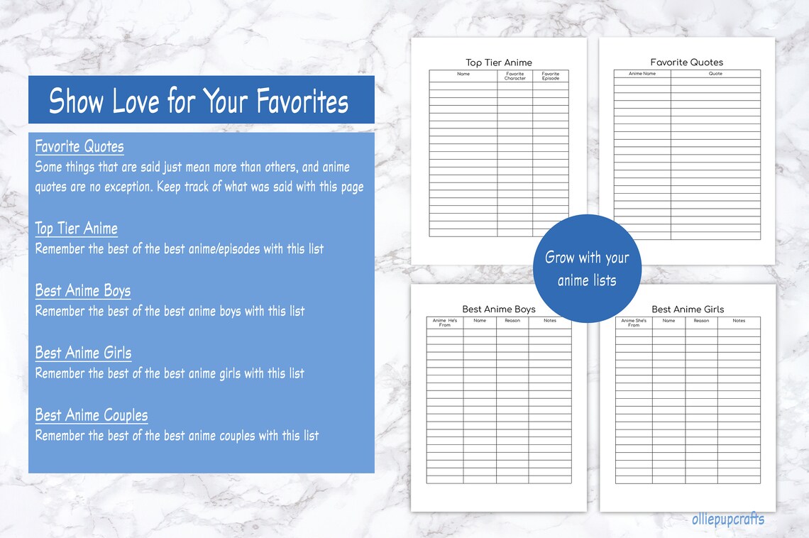 Anime Planner, Printable Anime Organizer, Anime Episode Tracker, Anime ...