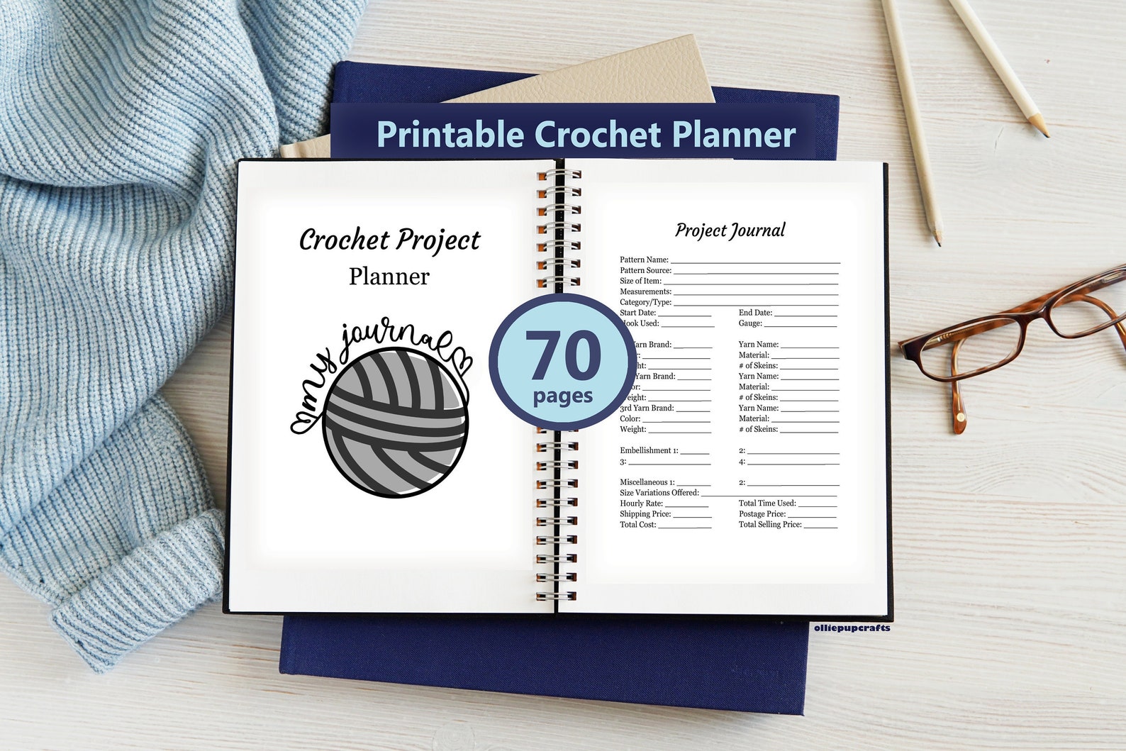Crochet Planner, Printable Crochet Journal, Crochet Project Planner ...