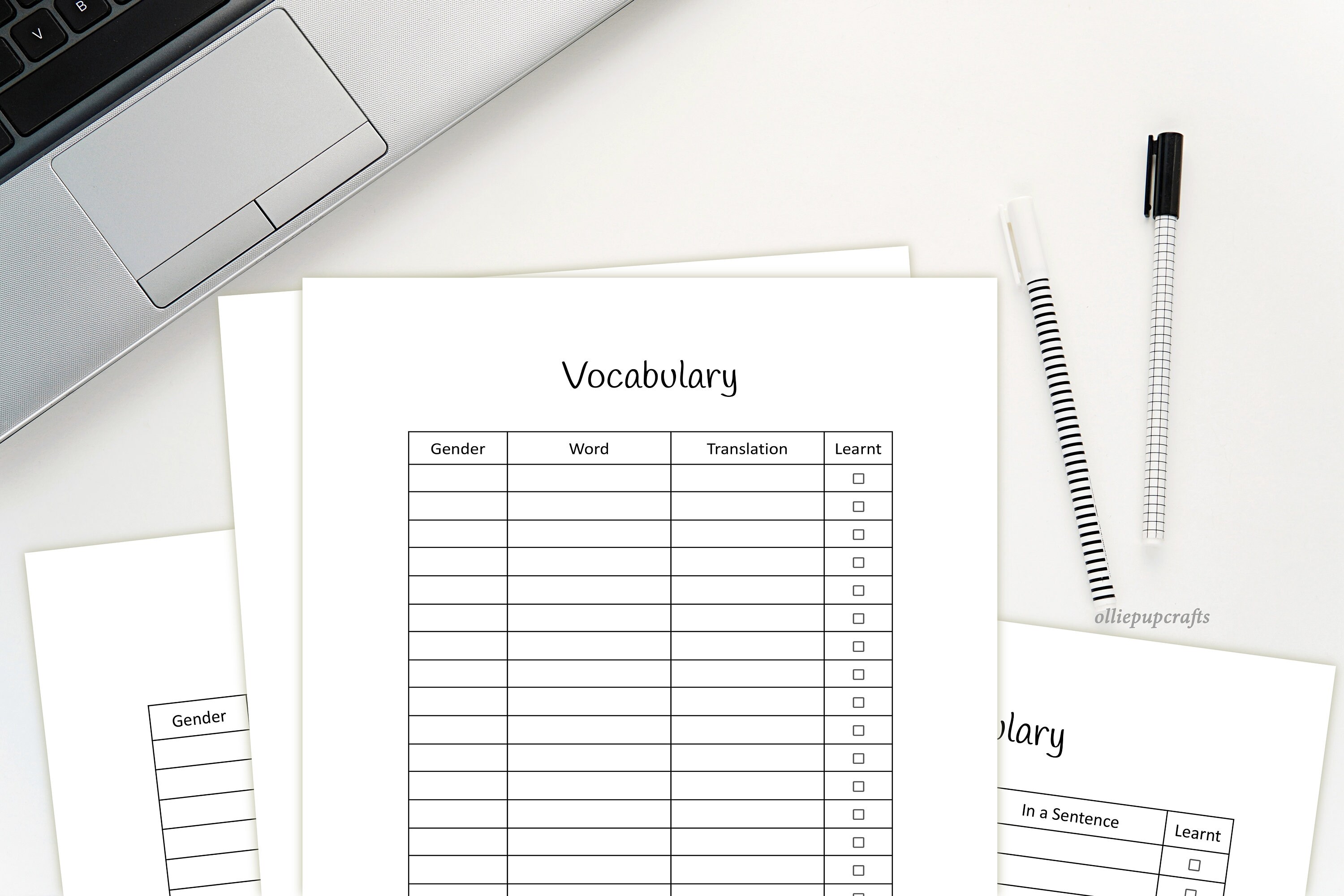 Language Learning Printable, Vocabulary Worksheet, Language Notebook ...