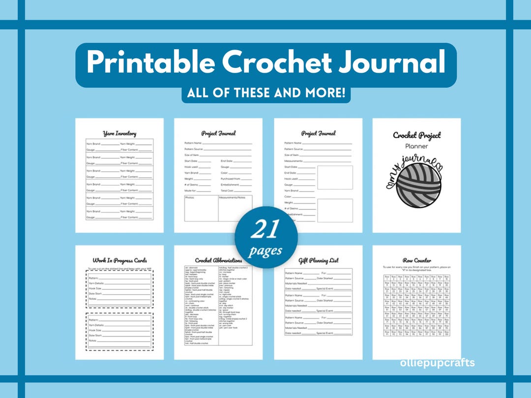 Crochet Planner, Printable Crochet Journal, Crochet Project Planner ...