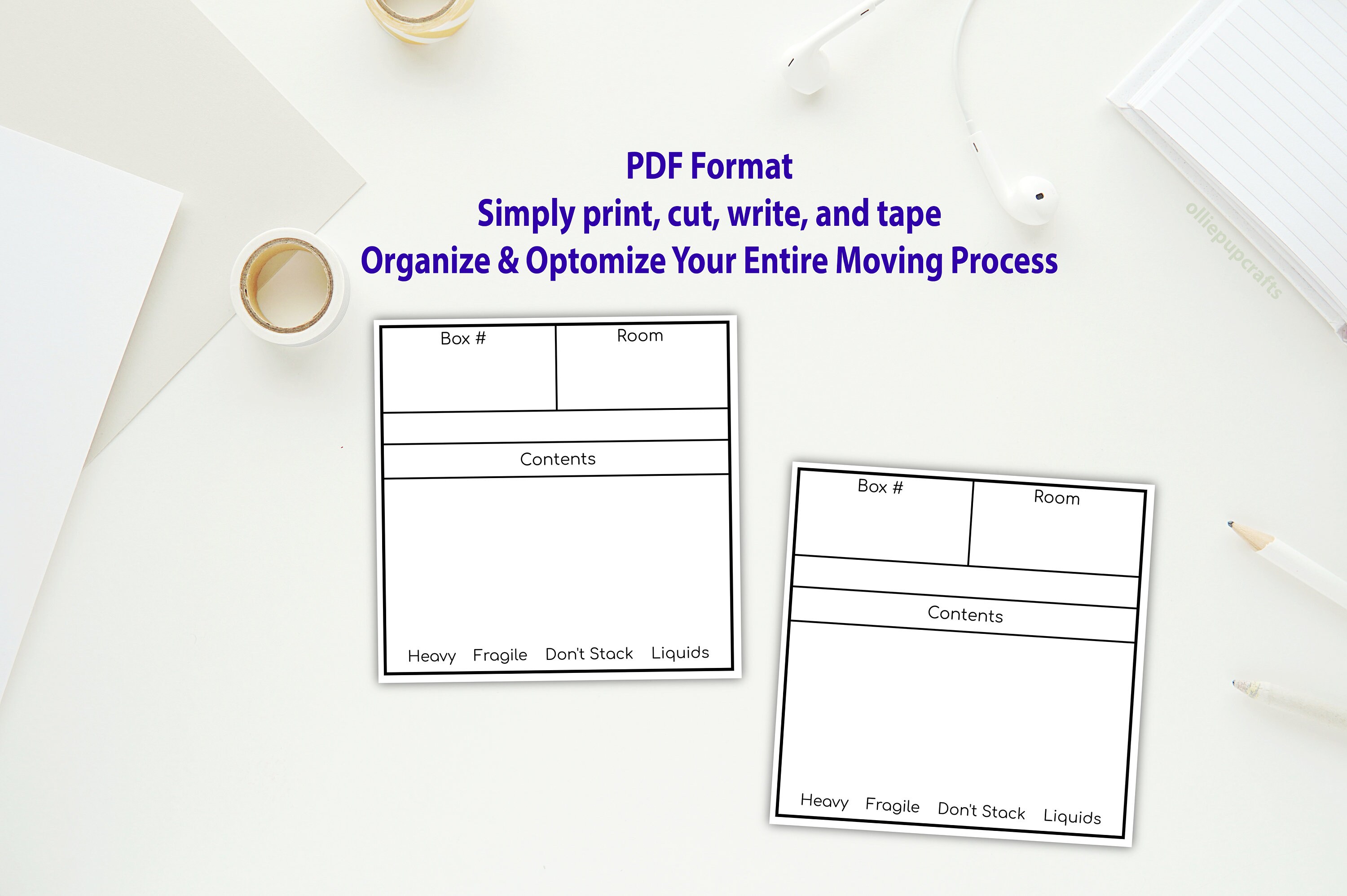Moving Box Labels, Printable Moving Checklist, Moving Box Labels ...