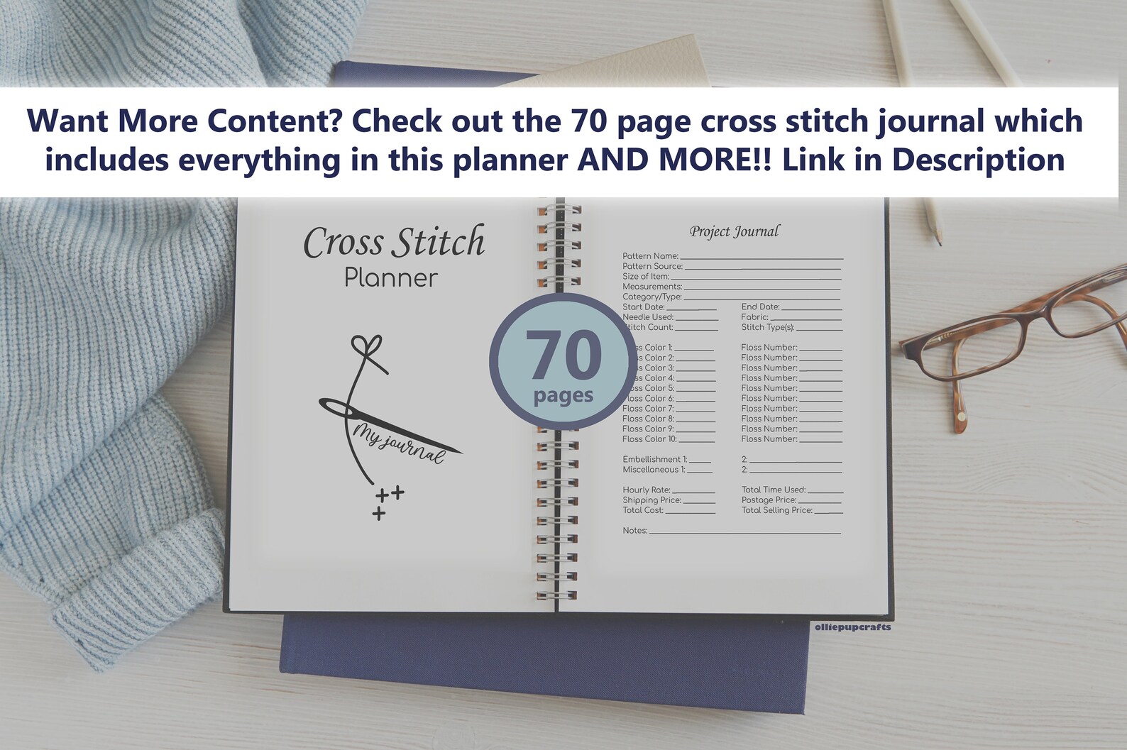 Cross Stitch Planner, Cross Stitch Journal Printable, Project Planner ...