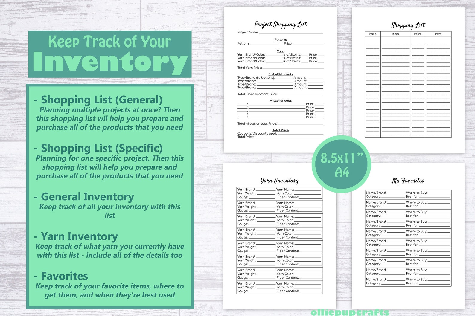 Knitting Planner Pages, Printable Knitting Journal Project Planner ...