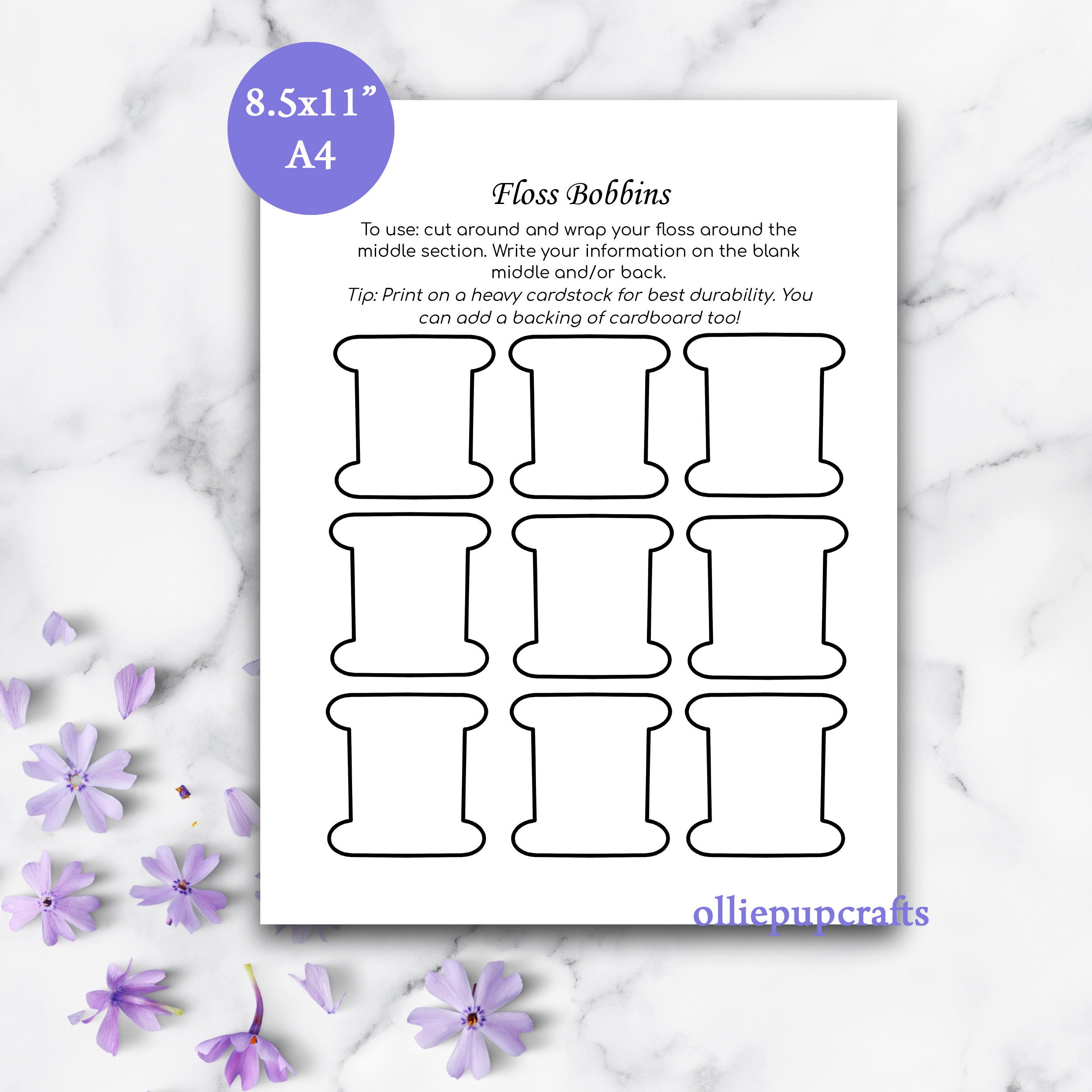 Printable Floss Inventory, Floss Holder Cross Stitch, Floss Bobbin ...