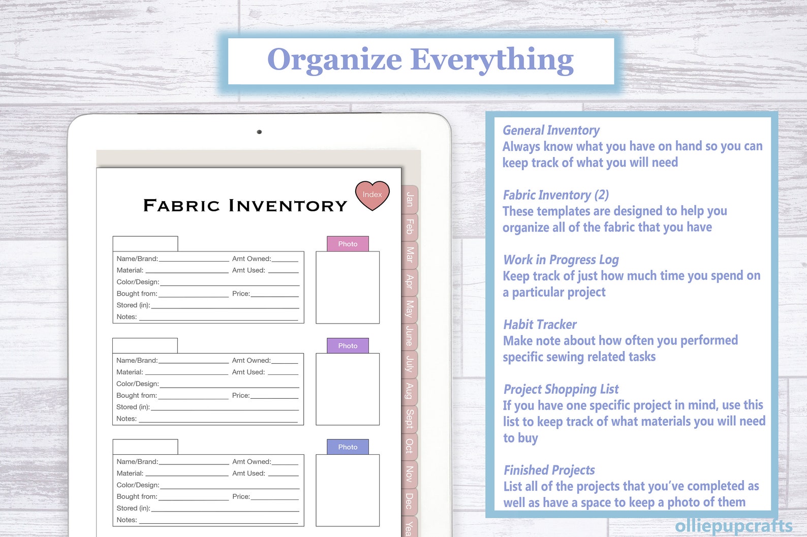 Digital Sewing Planner Sewing Journal Sewing Log Digital - Etsy
