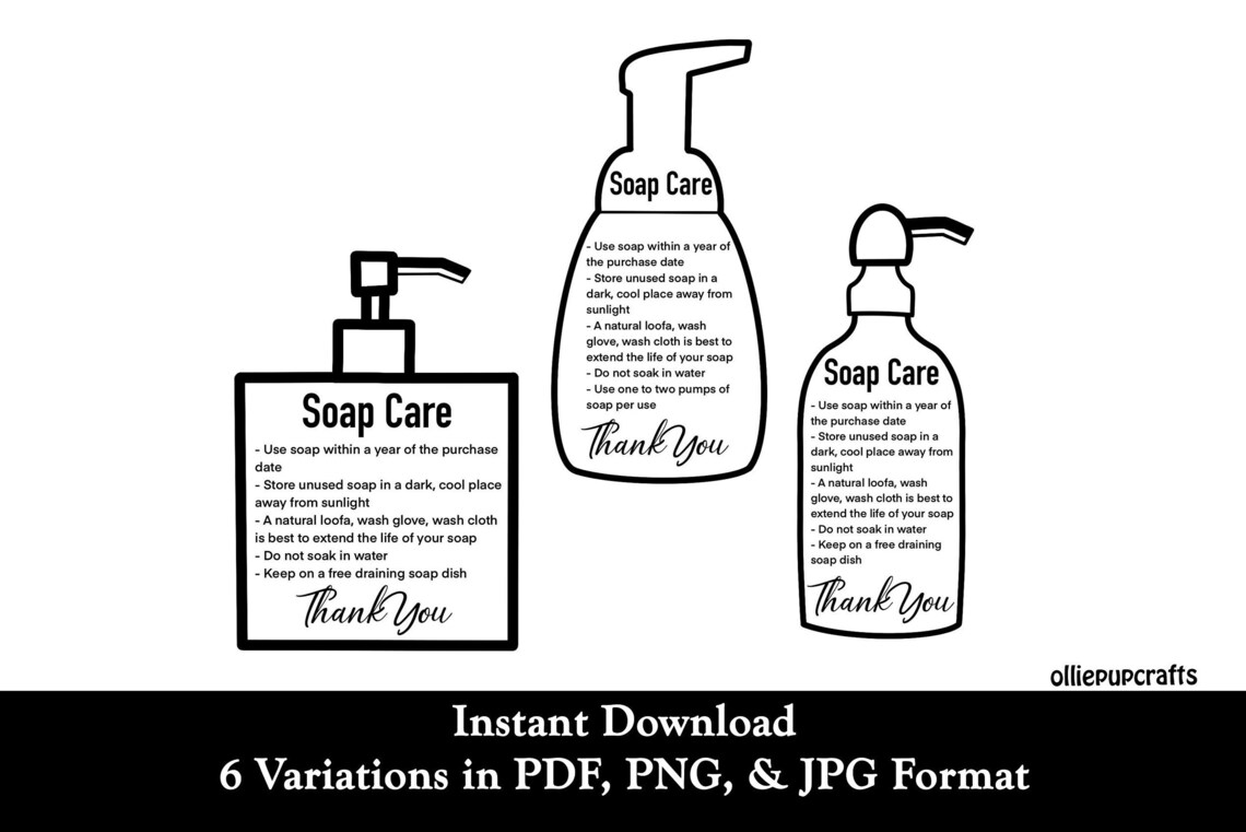 Printable Soap Labels, Soap Care Cards, Soap Making Business Cards for ...