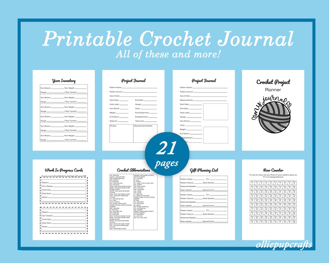 Crochet Planner, Printable Crochet Journal, Crochet Project Planner ...