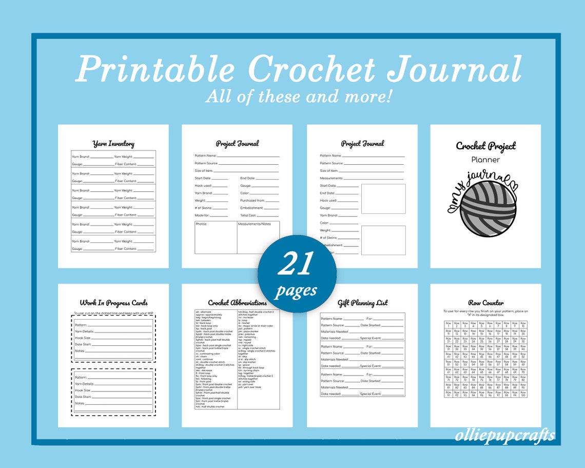 Crochet Planner Printable Crochet Journal Crochet Project - Etsy