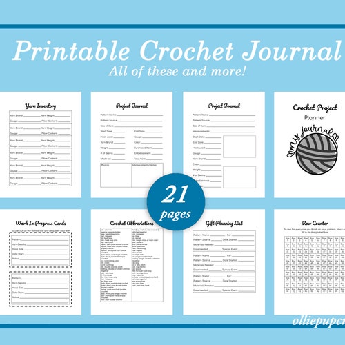 Crochet Planner Printable Crochet Journal Crochet Project - Etsy