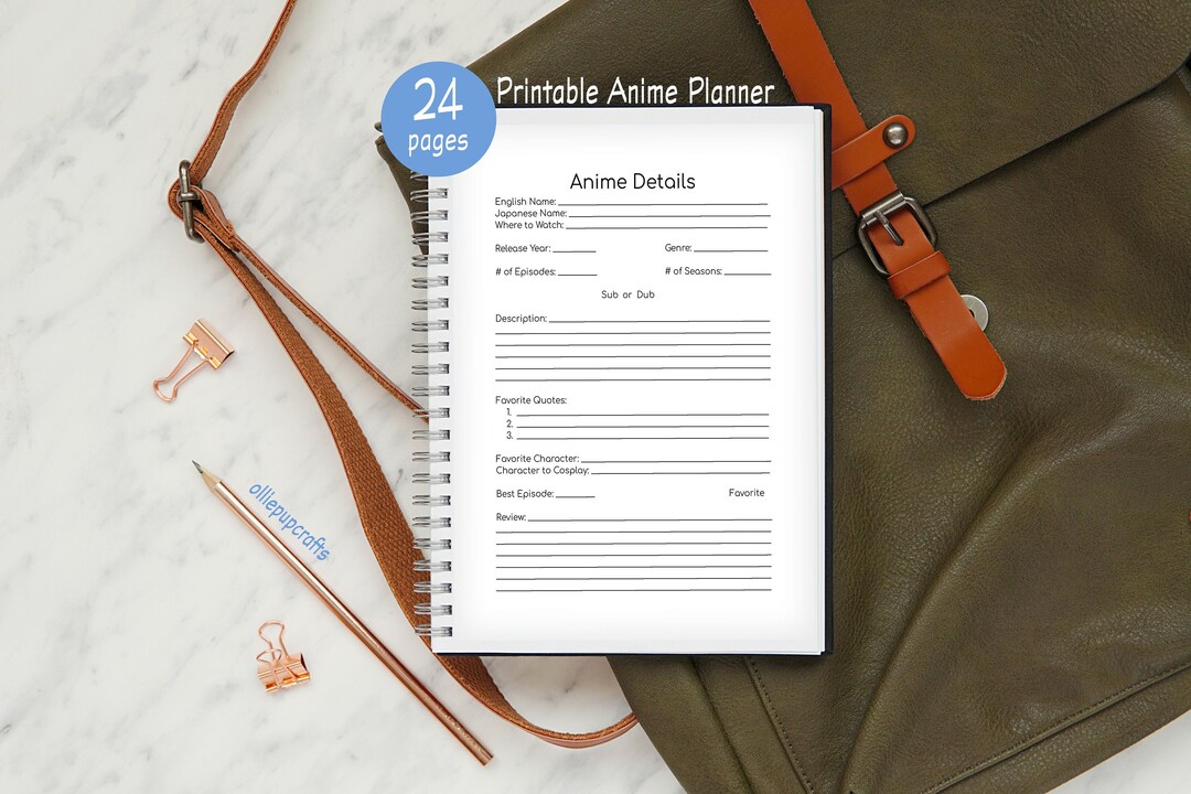 Anime Planner, Printable Anime Organizer, Anime Episode Tracker, Anime ...