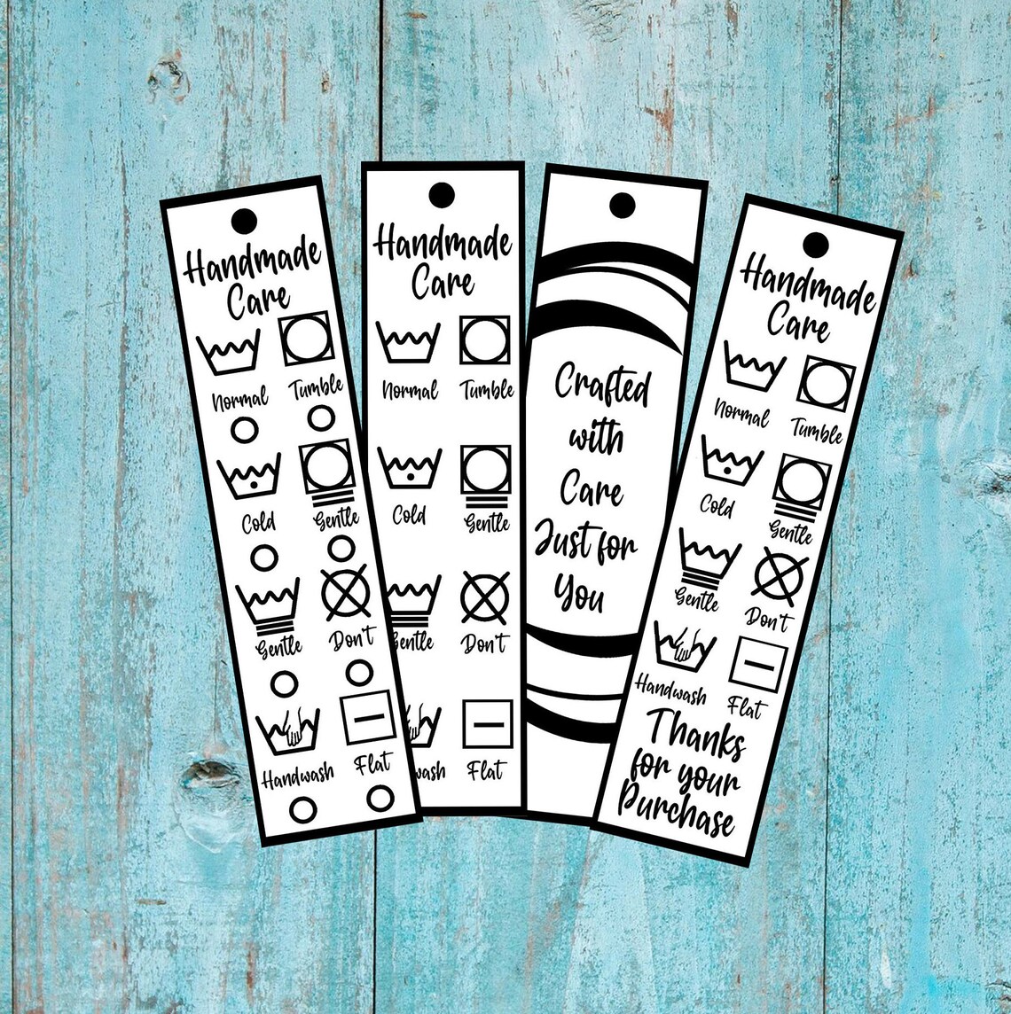 Crochet Care Tags Printable 3 Variations + Front Instructions Card ...
