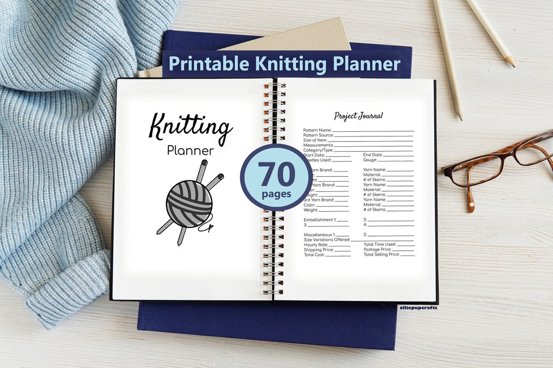 Knitting Journal, Printable Knitting Planner, Knitting Notebook Digital ...