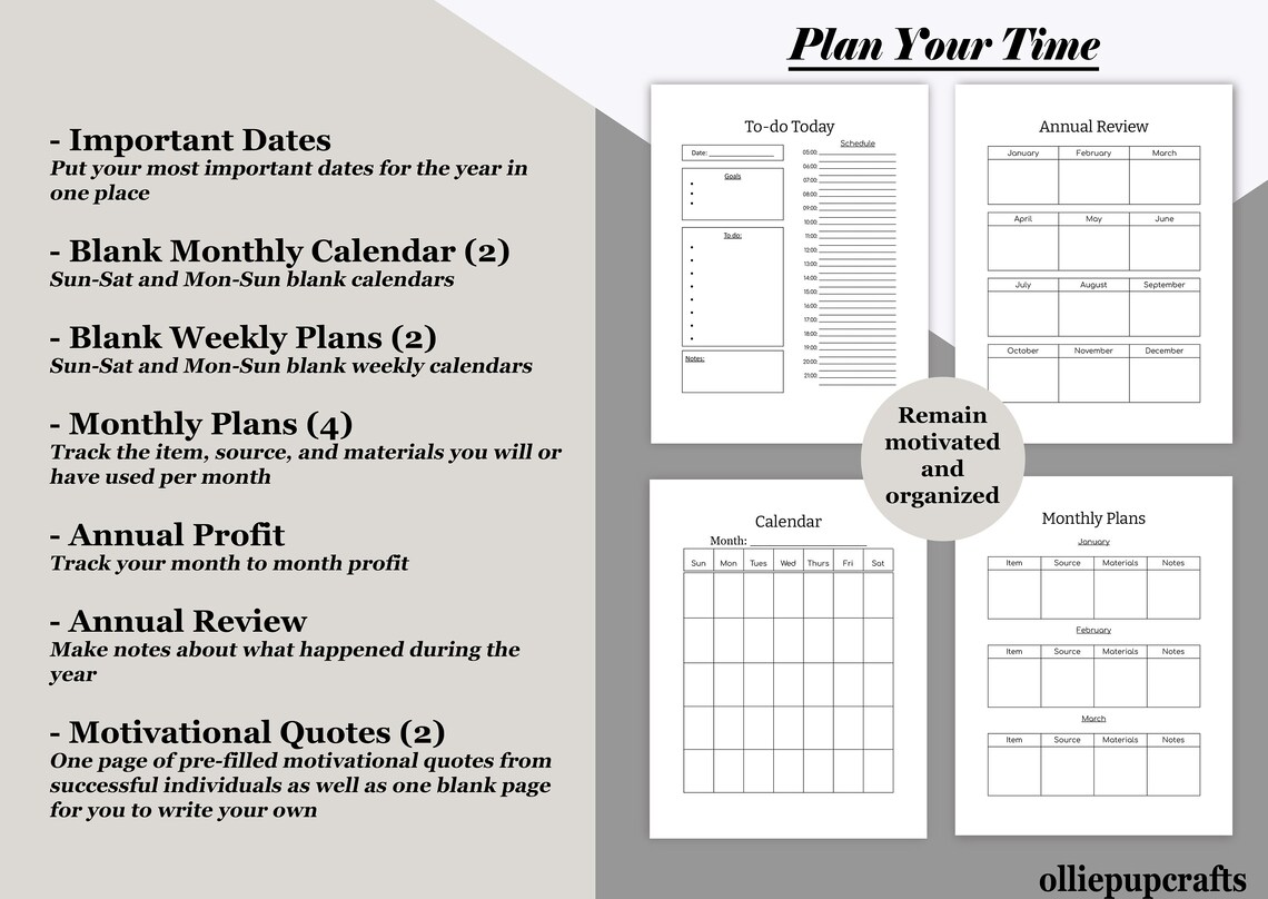 Planner for Entrepreneurs, Printable Business Planner, Business Plan ...