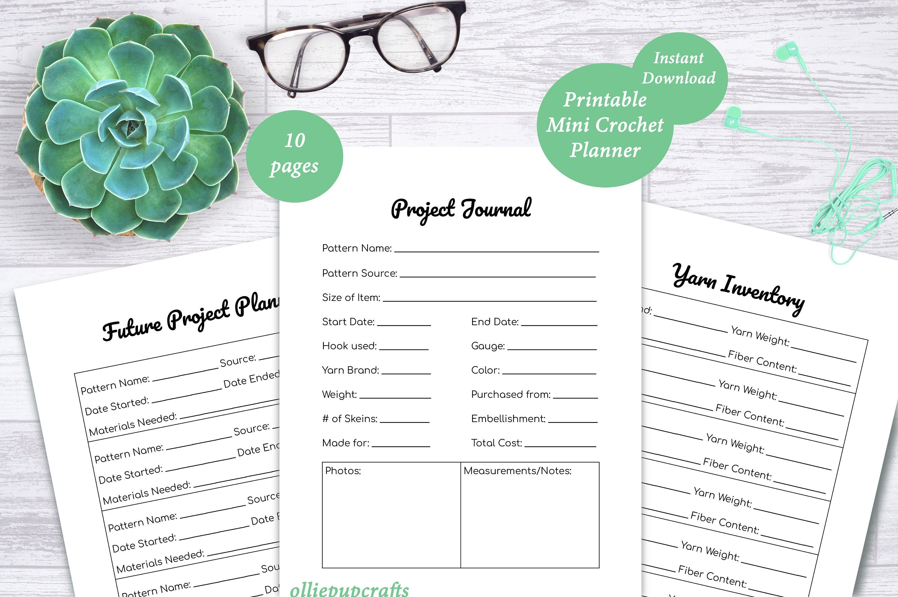 Crochet Planner, Printable Crochet Journal, Crochet Project Planner ...