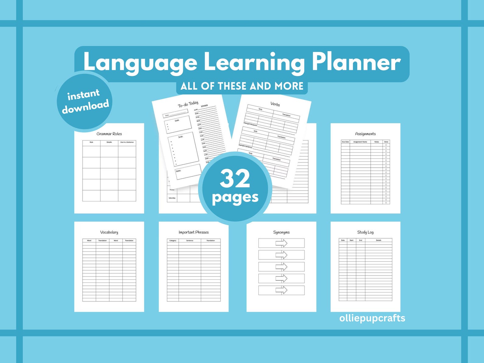 Language Learning Planner, Printable Language Notebook, Language Study ...