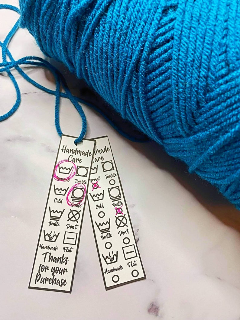 Crochet Care Tags Printable 3 Variations + Front Instructions Card ...